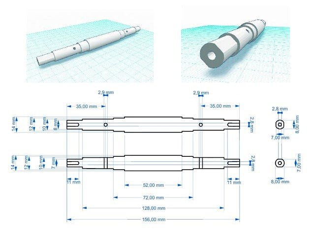 OpenR/C Formula 1 car Rear Wheel Axle for machine by romuloa123 3d model