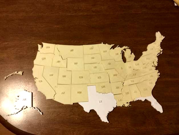 3D United States Printable Map by ChrisX35 model