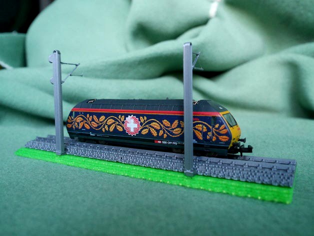 N scale Code 70 track 172mm length with modular bed and dam by ...