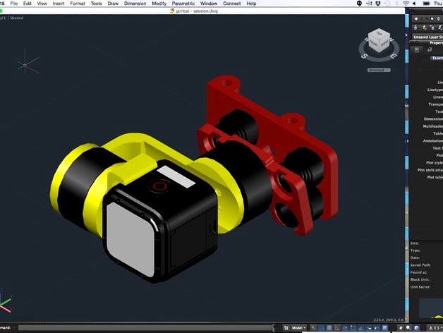 Gopro Session gimbal by boonzie 3d model