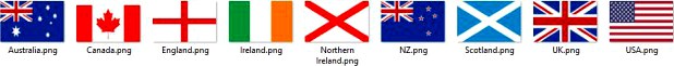 Anglophone flags 3D Model