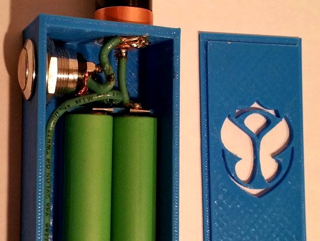 Dual 18650 box mod with Tomorrowland logo by 90AWDeclipse 3d model