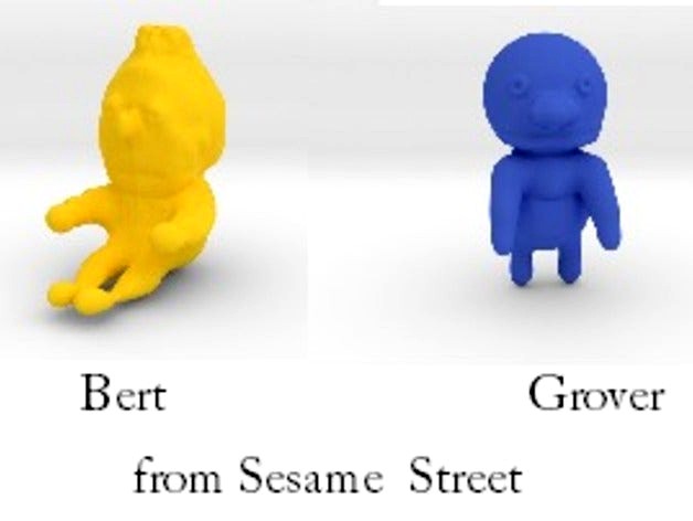ernie, bert and grover from sesame street by lokilaufeysen 3d model