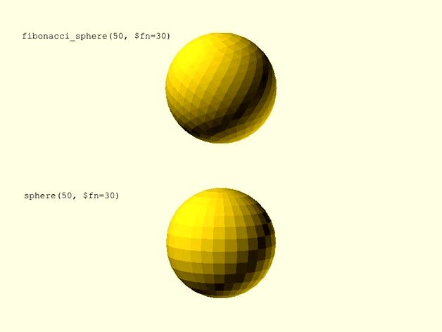 Fibonacci Sphere: A Smoother Sphere for OpenSCAD by 16807 3d model