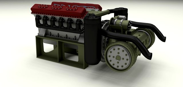 T-34 Engine and Transmission 3D Model