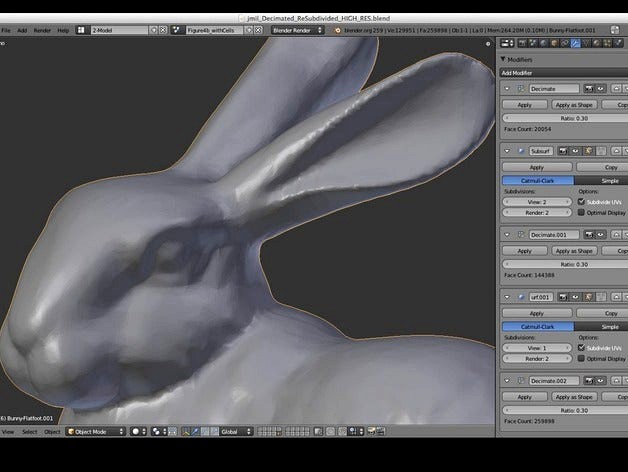High Resolution Stanford Bunny by jmil 3d model