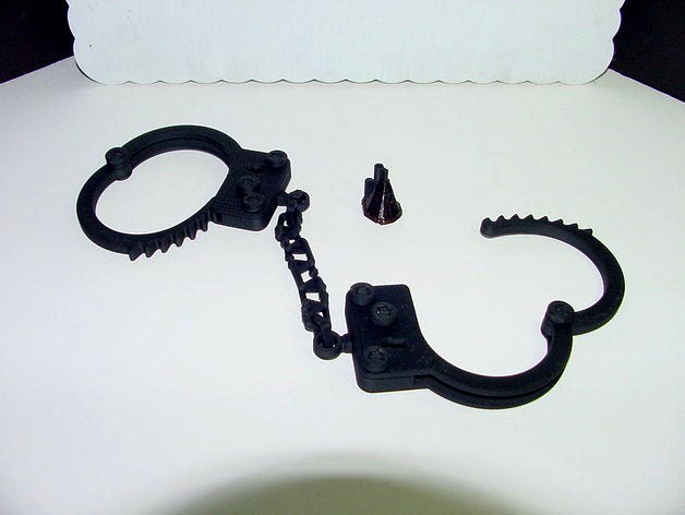 Printed - Printable Handcuffs v1.0 by gianteye by ferret7 3d model
