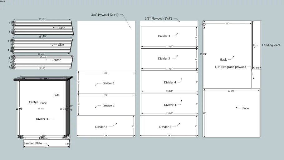 Bat House Plans 3d model