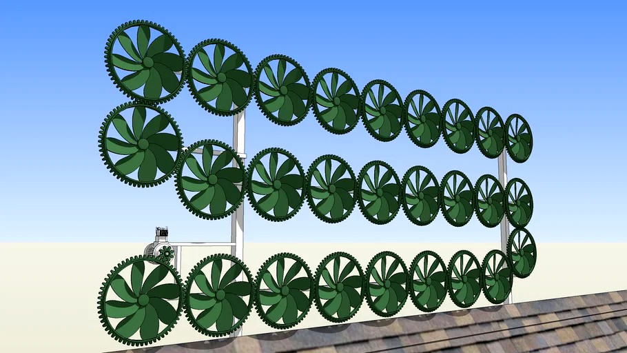 Plastic Modular Micro Wind Turbine Array by Motorwavegroup 3d model