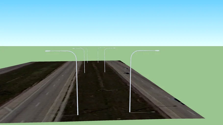 Street Lights on the Elgin O'hare Expressway 3d model