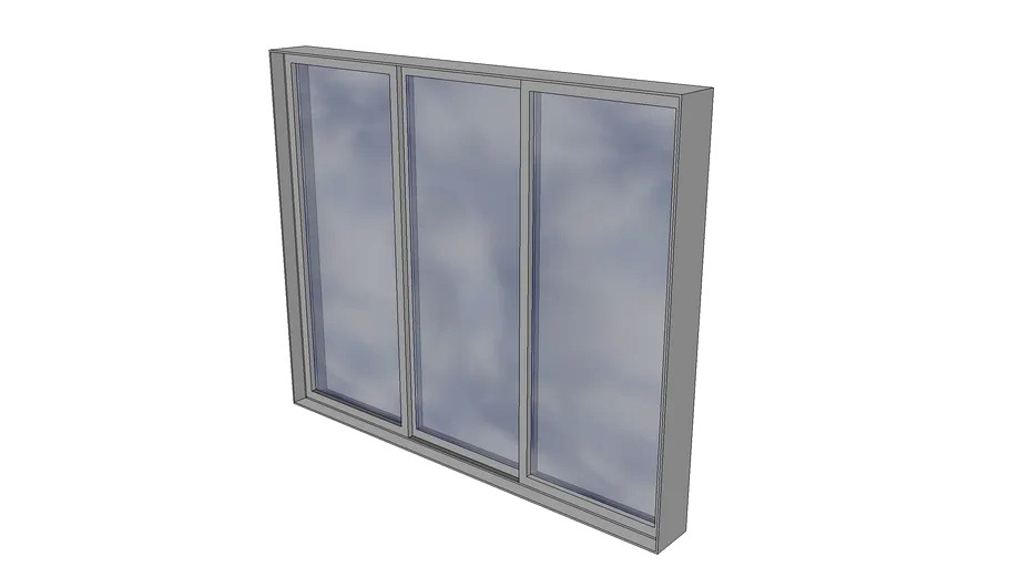 Basic Glass Sliding Door - Three Window 3d model