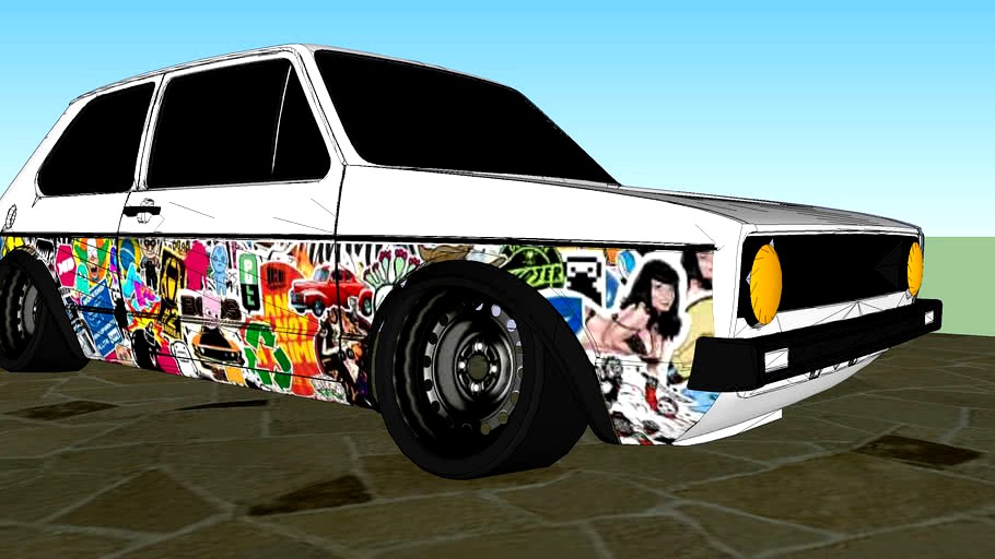 Amazing VW Golf 1 Sticker Bomb 3d model