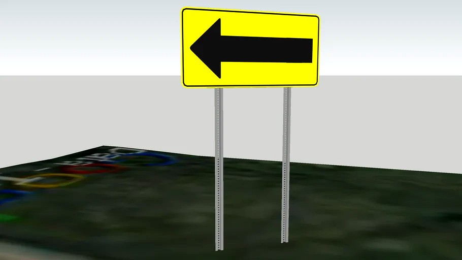 Left Turn Sign 3d model