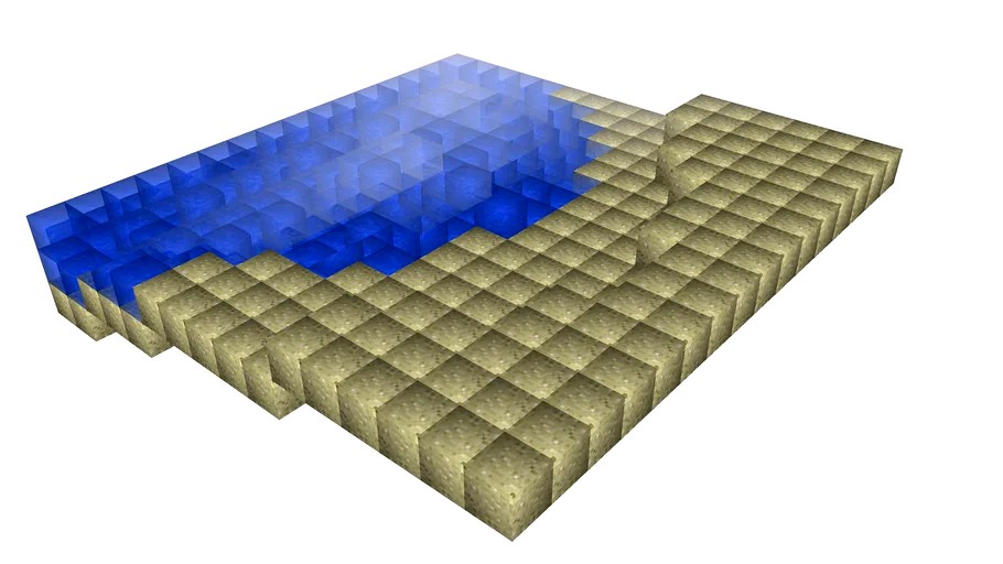 A Minecraft 16x16 block connectable layout 3d model