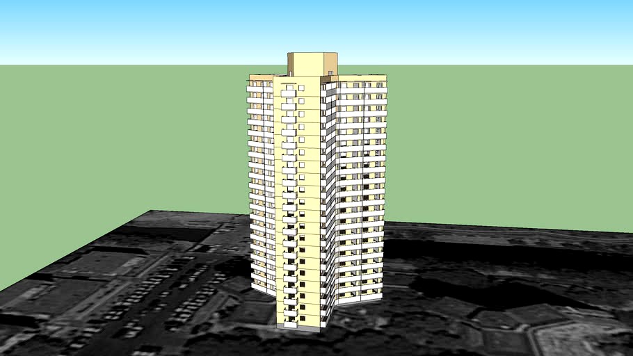 20-storey residential building 3d model