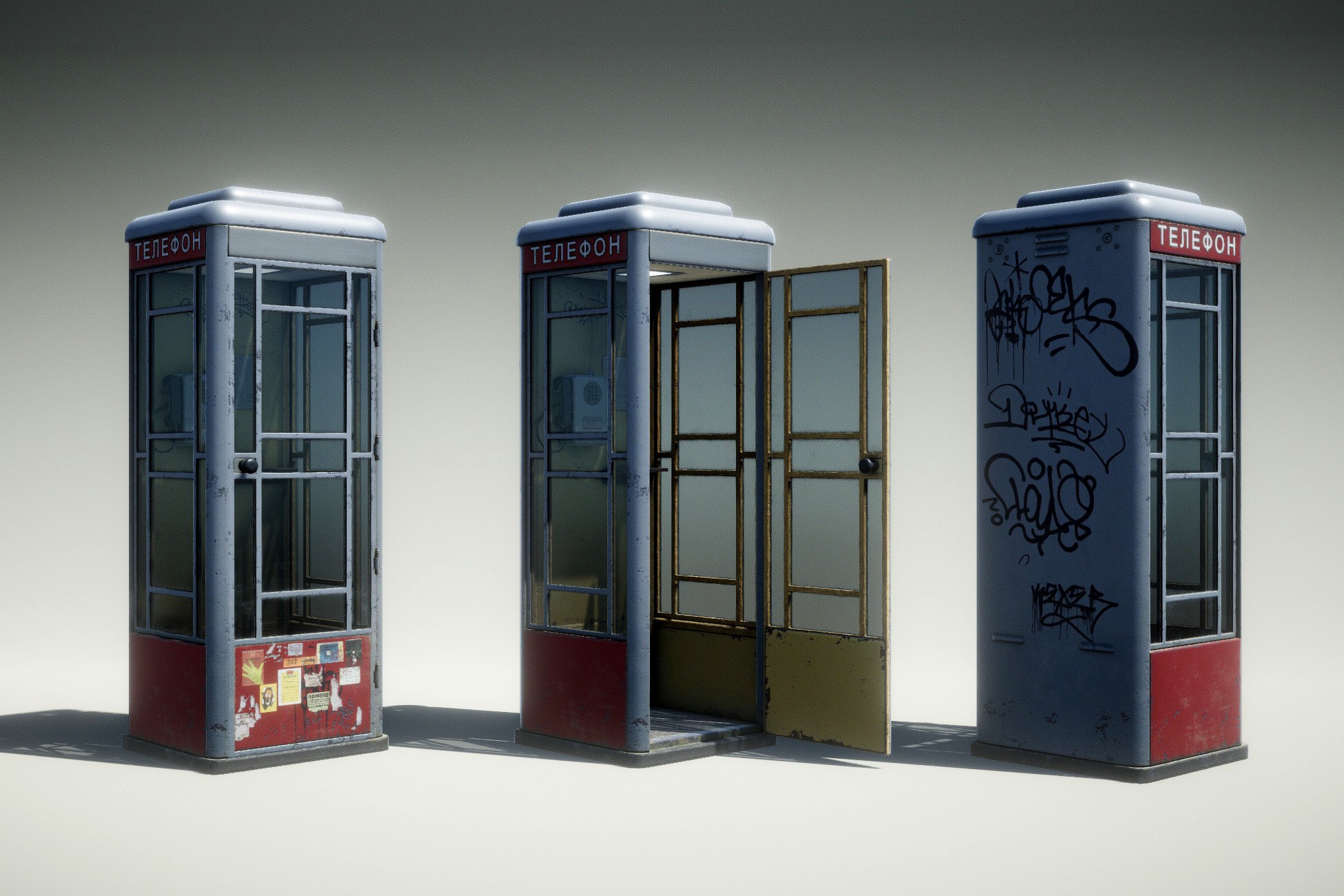 3D Low-Poly Phone Booth model