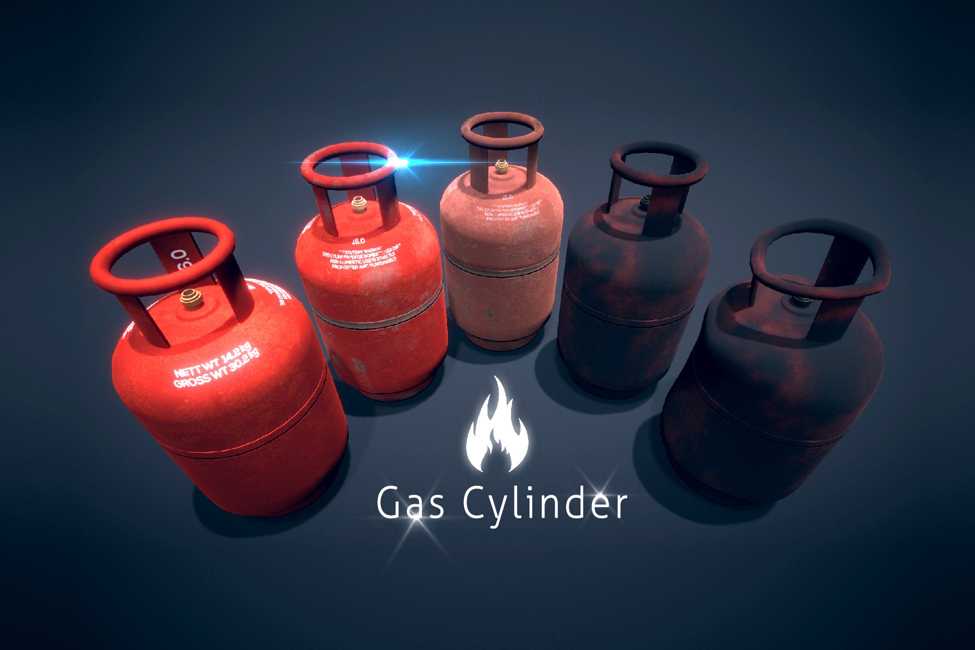 Gas cylinder PBR pack (FREE) 3d model
