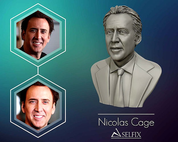 Nicolas Cage 3D printable portrait model | 3D