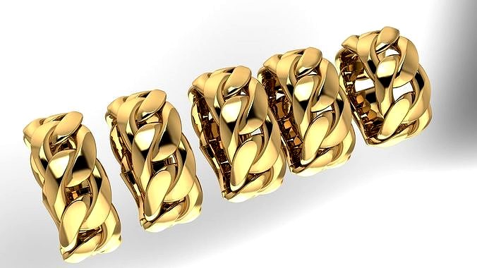 5 SIZE FASHION CUBAN CHAIN RING Stl 3d model