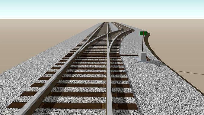 Train Track Sections - 4 Interchangeable Pieces 3d model