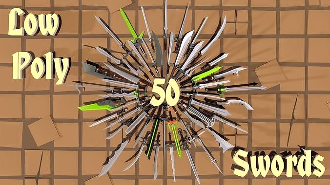 50 Low Poly Swords 3d model