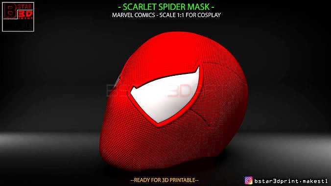 Scarlet Spider mask -Spider man Helmet - Marvel comics | 3D model