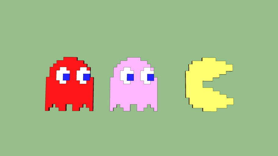 PAC MAN W/ GHOSTS 3d model