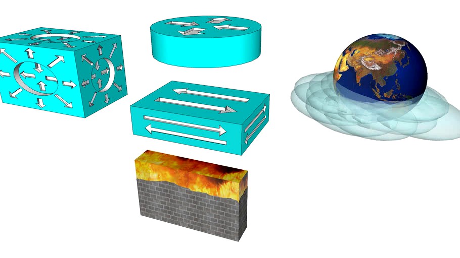 Firewall, Router, Layer 3, and Layer 2 switch symbols 3d model