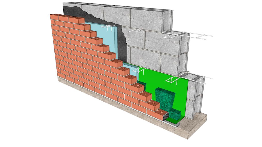 01.102 Brick & Block Cavity Wall Foundation Detail 02 3d model