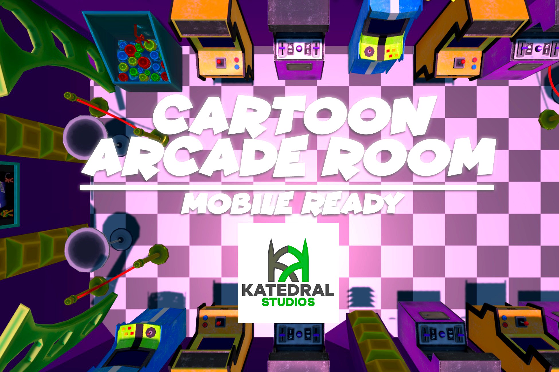 Arcade Room Cartoon Mobile Ready 3d model