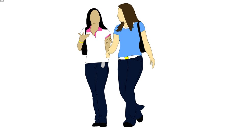 2d group, women talking 3d model