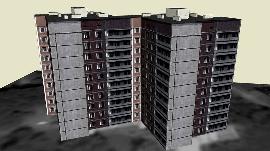 Pripyat building (23) 51°24'24.21'N 30° 2'54.00'E 3d model