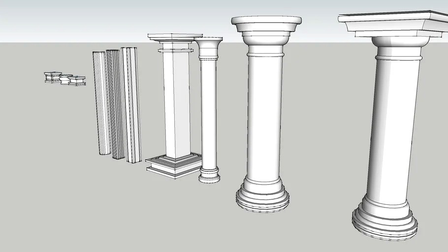 column and column headers 3d model