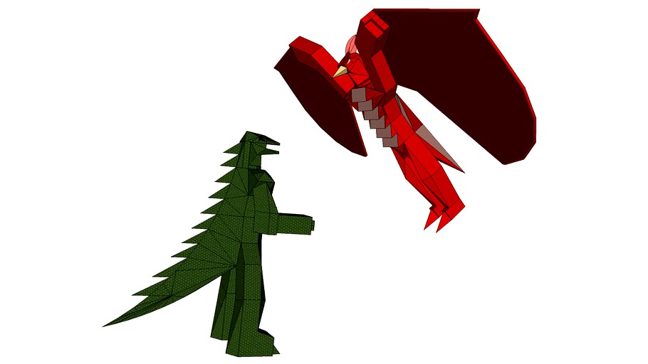 Godzilla vs Rodan 3d model