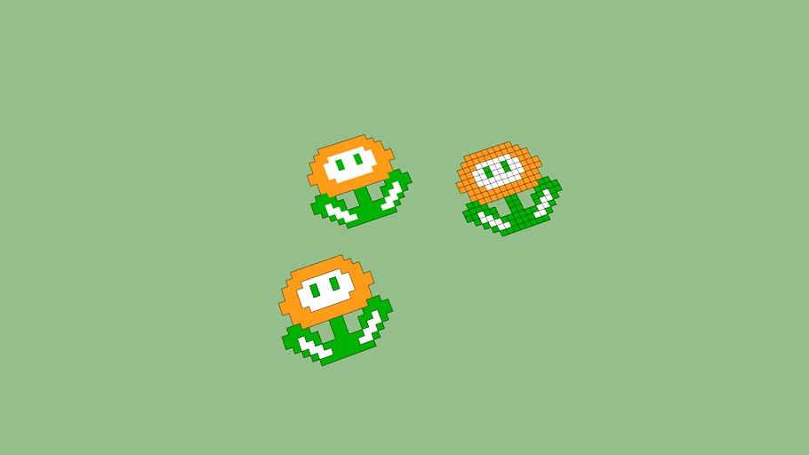 8-bit Fire Flower Sprites 3d model