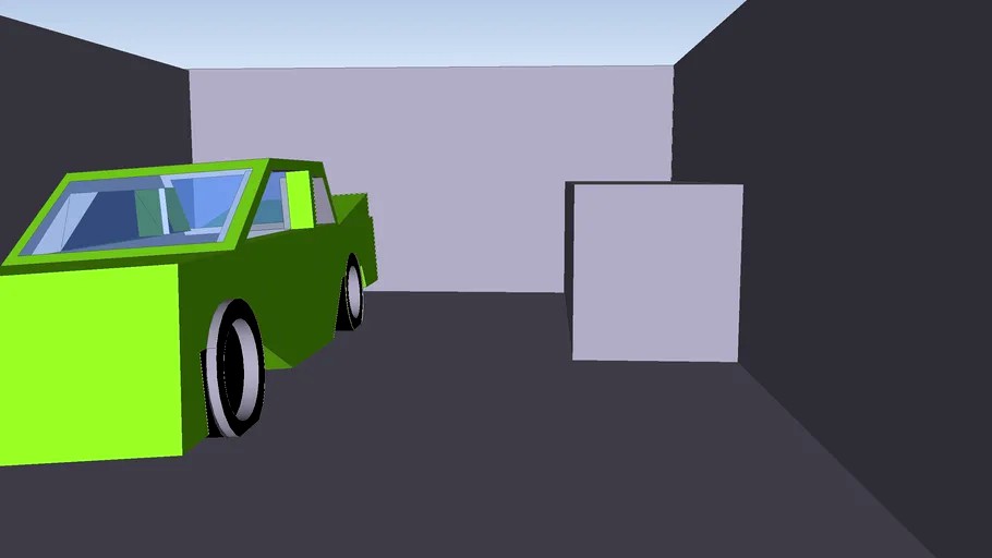 low poly car and garage 3d model