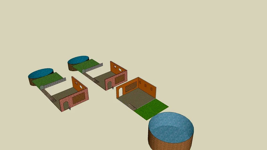 3 houses 3d model