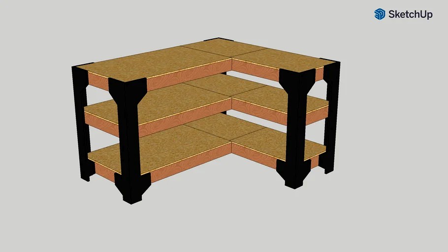 2x4basics L-Shaped Corner Workbench 3d model