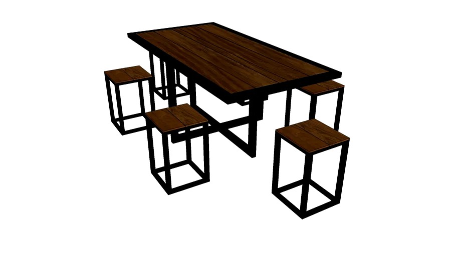 meja makan industrial 3d model