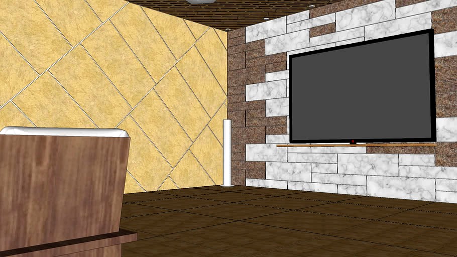 Living room with wall textures 3d model