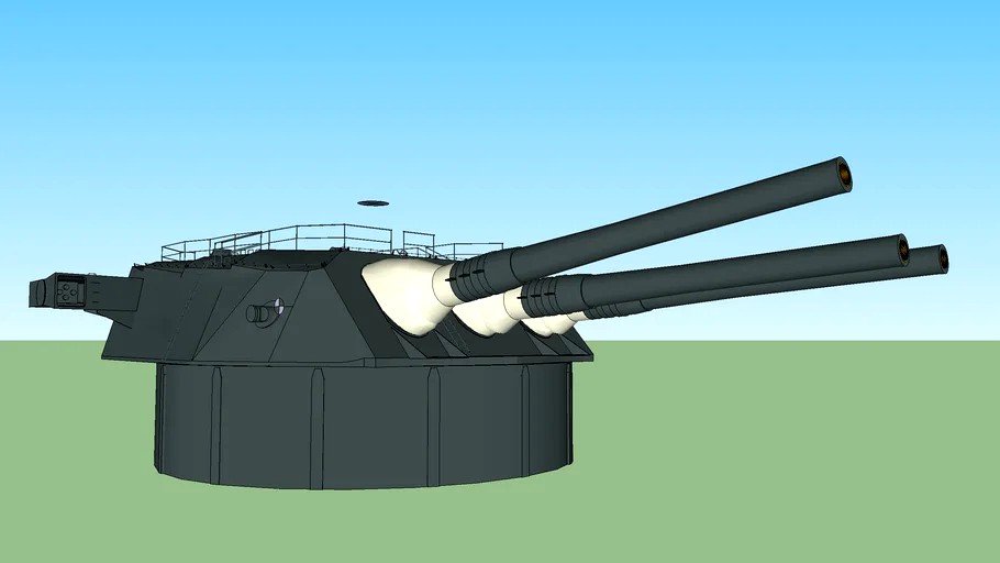 Battleship main gun second turret 3d model