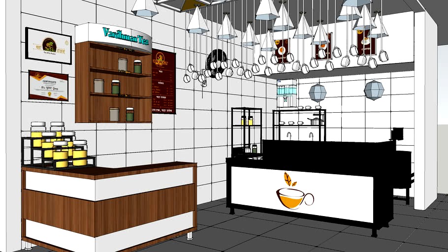 tea shop design 3d model