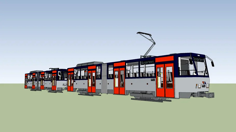 KT4 CKD Tatra - Gelenktriebwagen - Straßenbahn - CKD trams 3d model