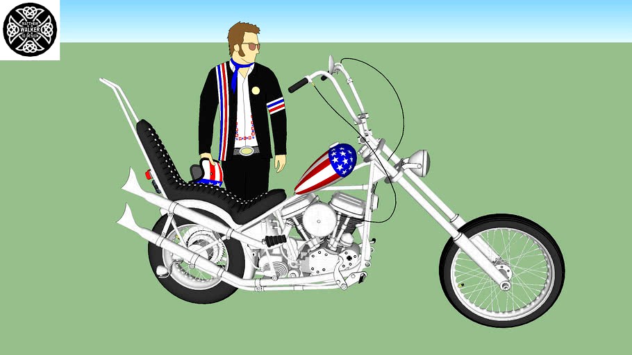 Captain America - Easy Rider - Harley-Davidson Motorcycle 3d model