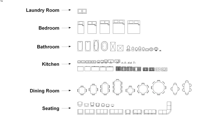 2D Interior Symbols (for Floor Plans) 3d model