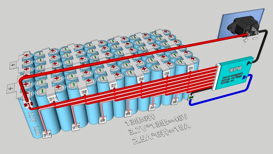 18650 battery module 3d model
