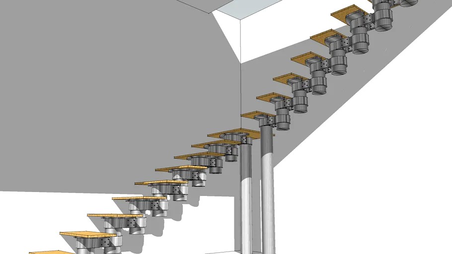 wood stair detail 3d model
