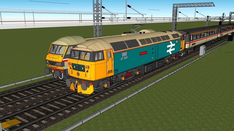 British Rail Class 47 Locomotive with Intercity Coaches 3d model
