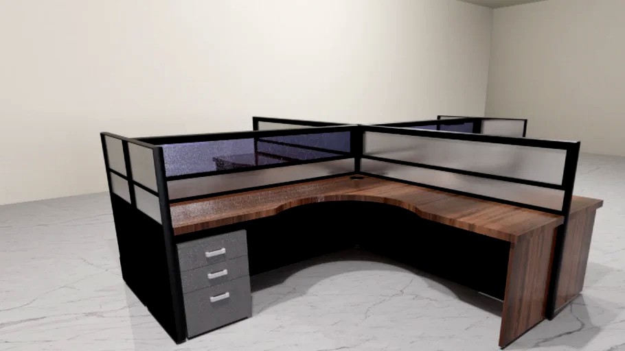 Office Quad Desk 3d model