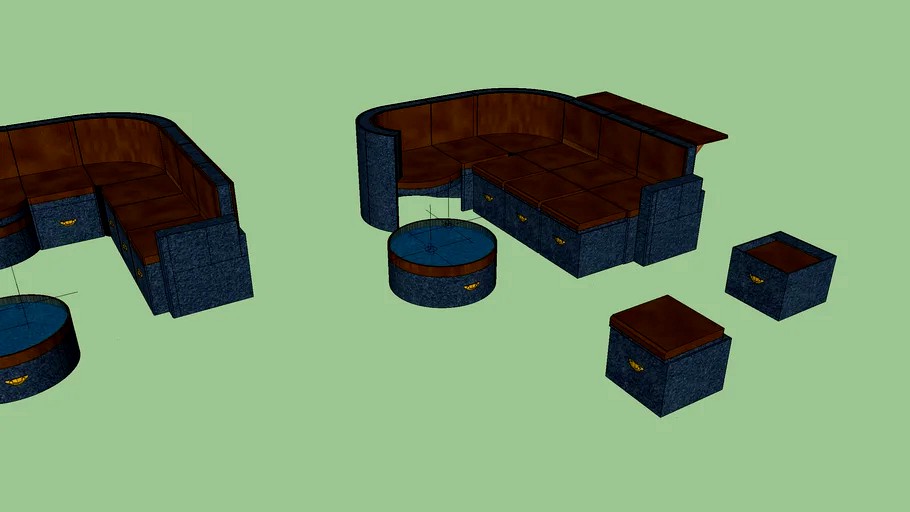 Interactive curved sofa 3d model